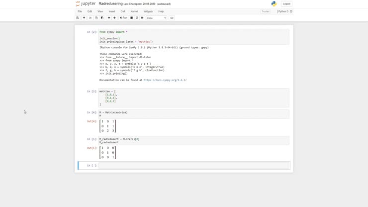Python 04 - Inverser, matrisemultiplikasjon og determinant