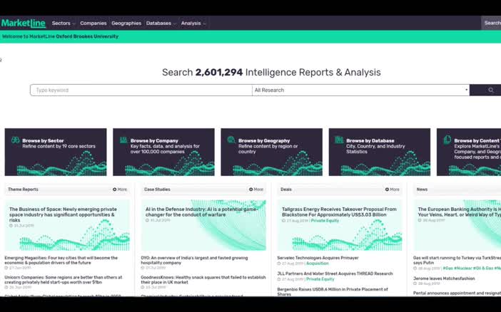 Finding company information on Marketline