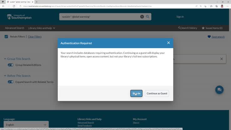 Library Search - My account