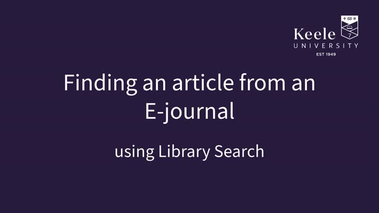 Finding an article from an ejournal (2) 1