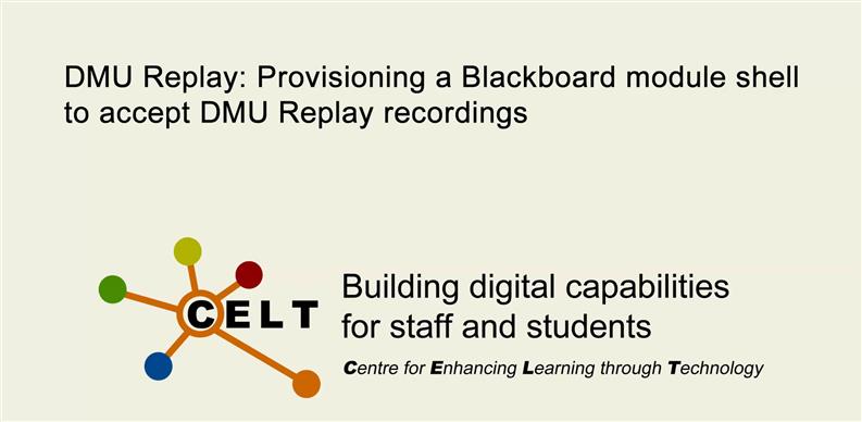 DMU Replay - Provisioning a Blackboard module
