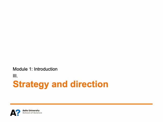 1. Introduction: III. Strategy and direction