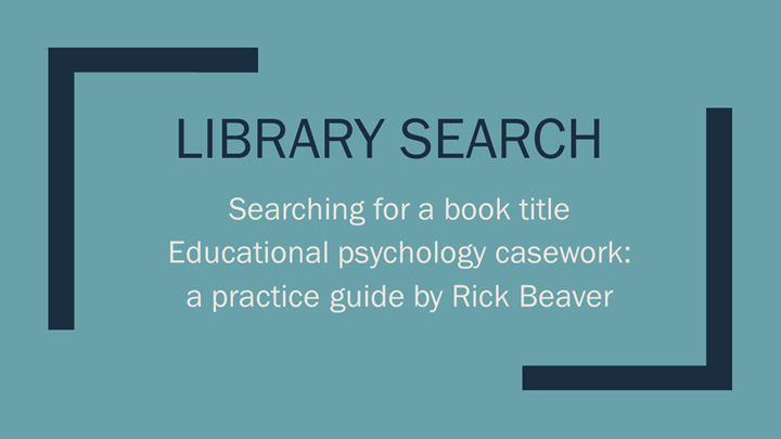Library Search - searching for a book title