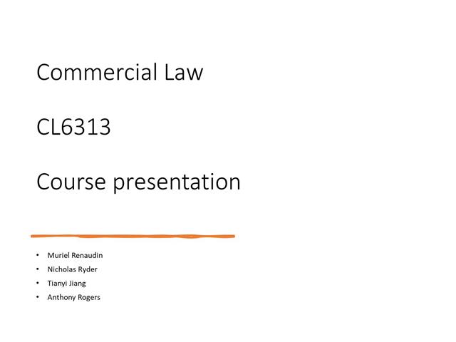 Commercial law module presentation