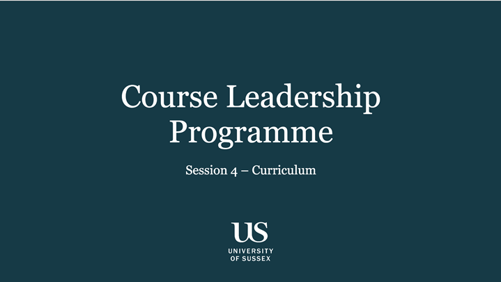 Course leadership programme: Session 4, part 1.