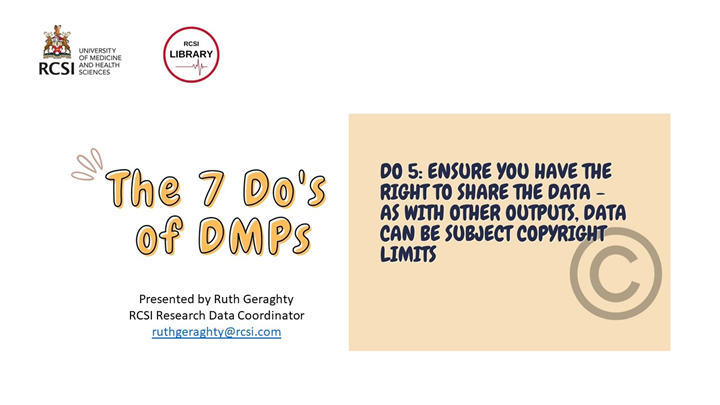 7 Do's of DMPs: (5) Clarify copyright on data