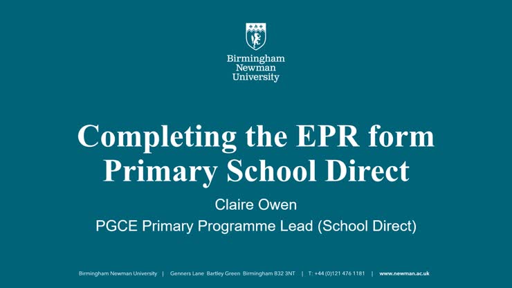 Stage 1 - completing the EPR form