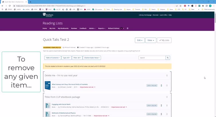 Deleting unwanted items
