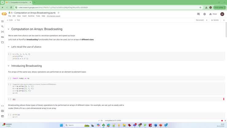 Week 5-1: Broadcasting, Masks, Boolean Logic
