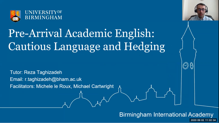 BIA Pre-arrival Webinar Series Wednesday Webinar B 11-12pm: Cautious ...