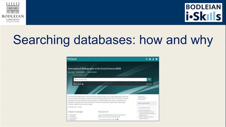 Searching databases: how and why