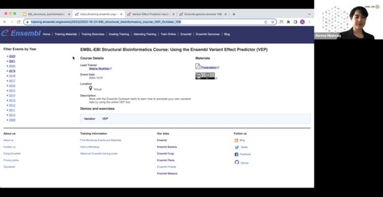Day 5 | Structural bioinformatics | Using the Ensembl Variant Effect ...