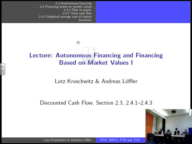 DCF: Classical Financing Policies (APV, WACC, TCF, FTE)