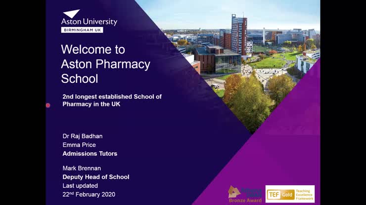 Aston Pharmacy School AVD Talk 2020