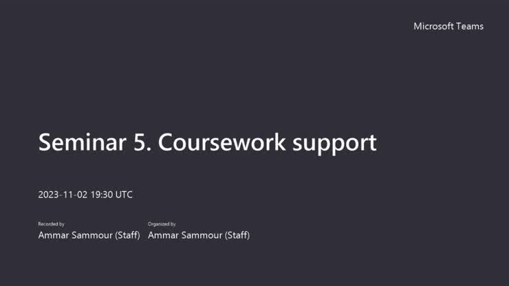 Seminar 5. Coursework support