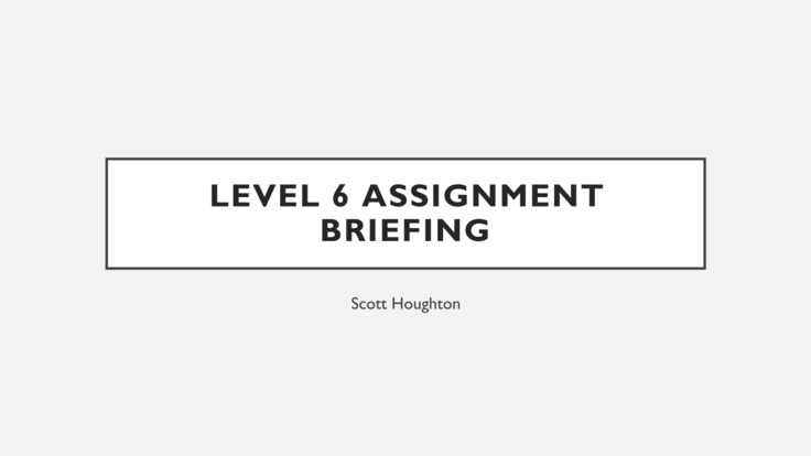Level 6 Assignment Briefing