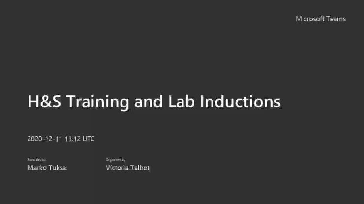 H_S Training and Lab Inductions