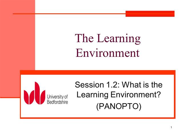 Week 1 Lecture: The Learning Environment