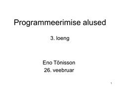 Programmeerimise alused on 2/26/2014 (Wed)