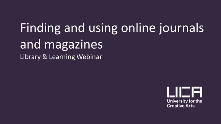 Webinar - Finding and using online journals and magazines