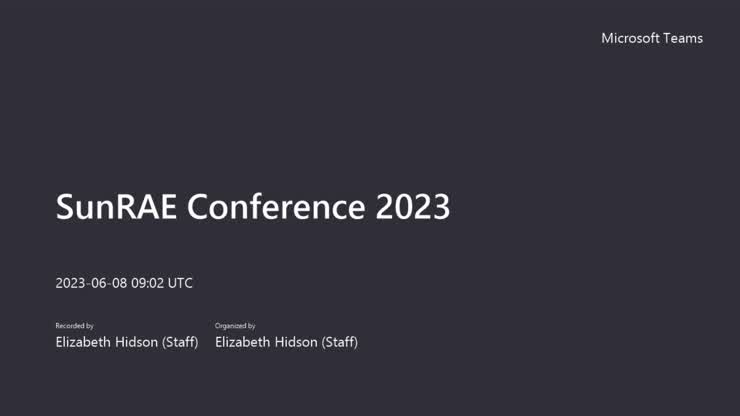 SunRAE Conference Welcome and Greg Macur