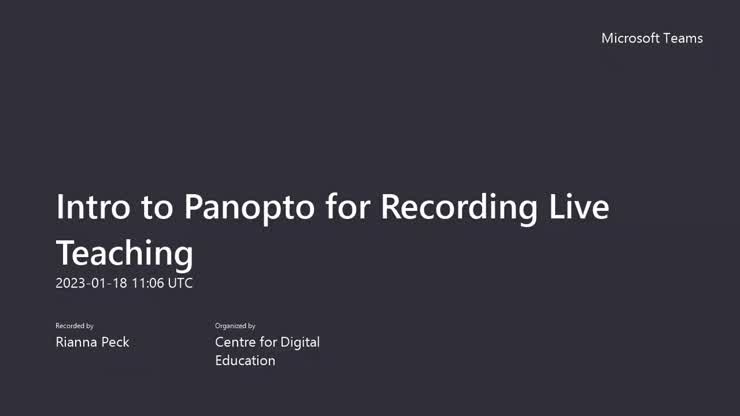 Intro to Panopto for Recording Live Teaching