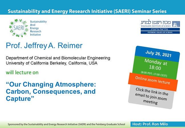 Prof. Jeffrey A. Reimer - SAERI Lecture - July 26, 2021