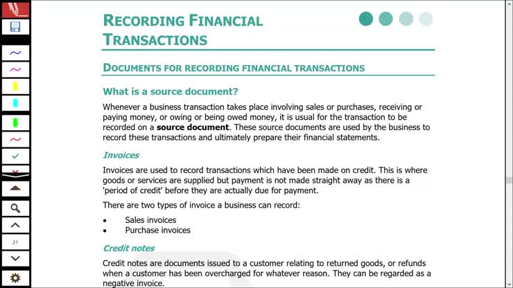 Documents for recording transactions