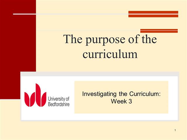 Session 3: The purpose of the curriculum