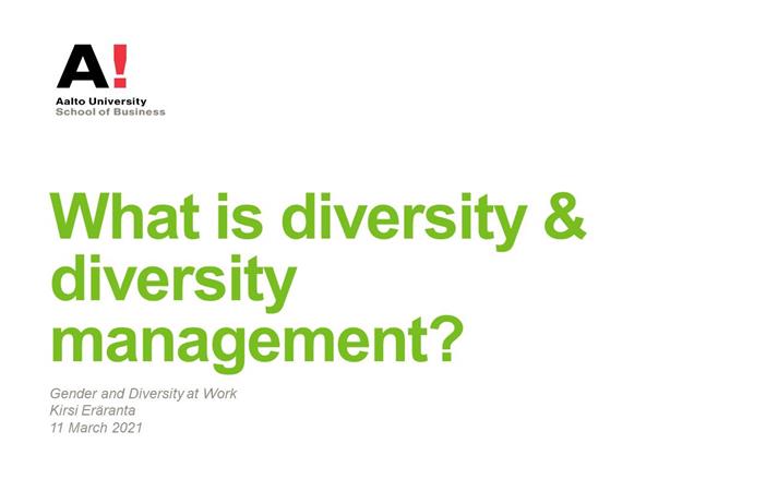 Diversity and Diversity Management