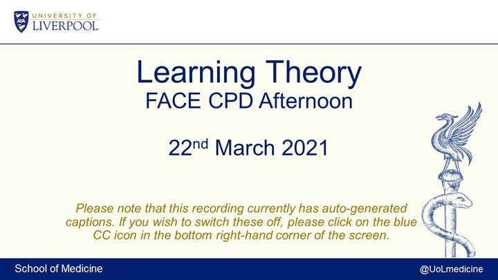 FACE CPD March 2021: Learning Theory