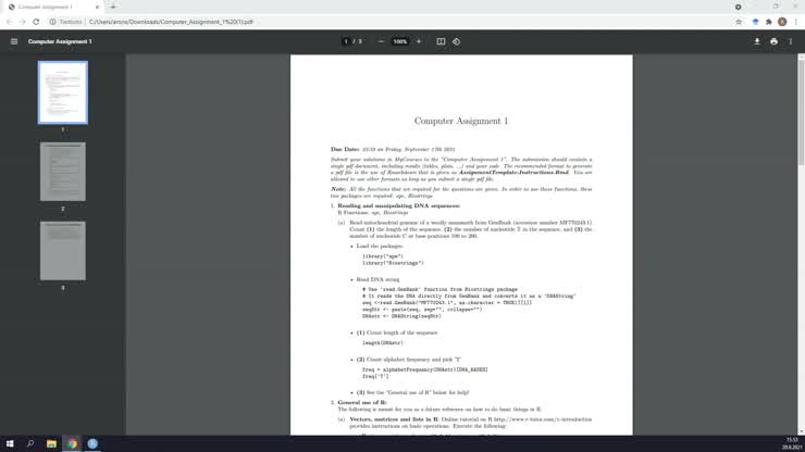 Computer Assignment 1 Solutions