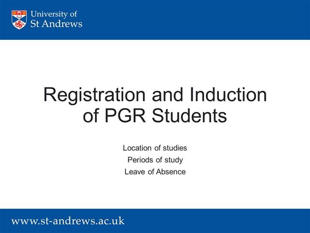 Registration and Induction of PGR Students