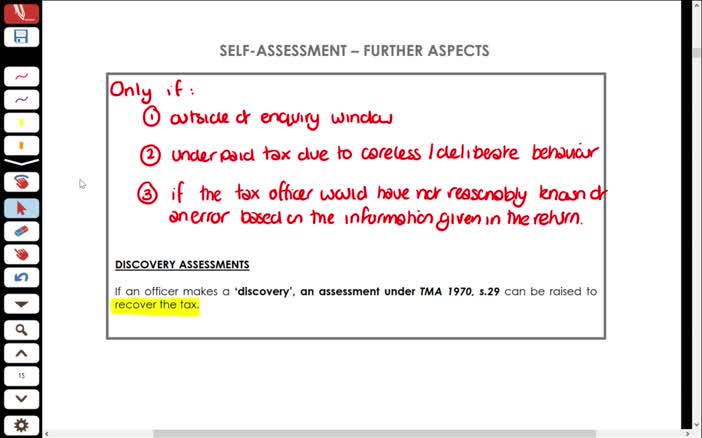 SELF-ASSESSMENT – FURTHER ASPECTS - DISCOVERY ASSESSMENTS