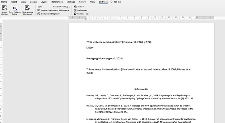 Editing a reference list