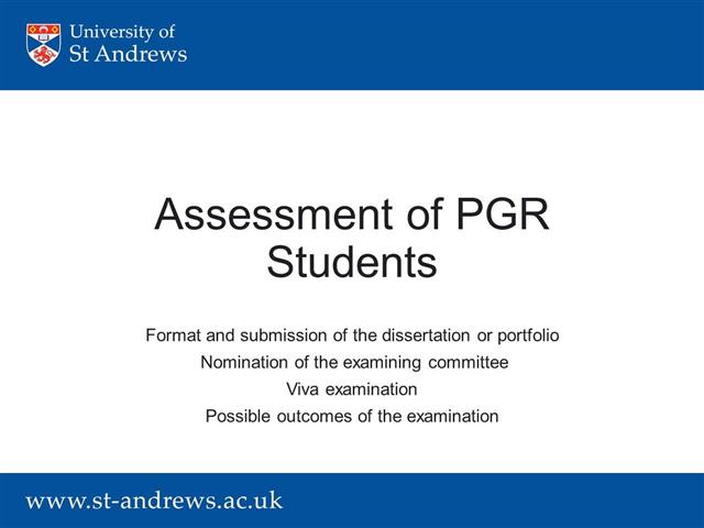 Assessment of PGR Students