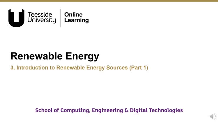 Lesson 3 - Introduction to Renewable Energy Sources (Part 1) - Recording
