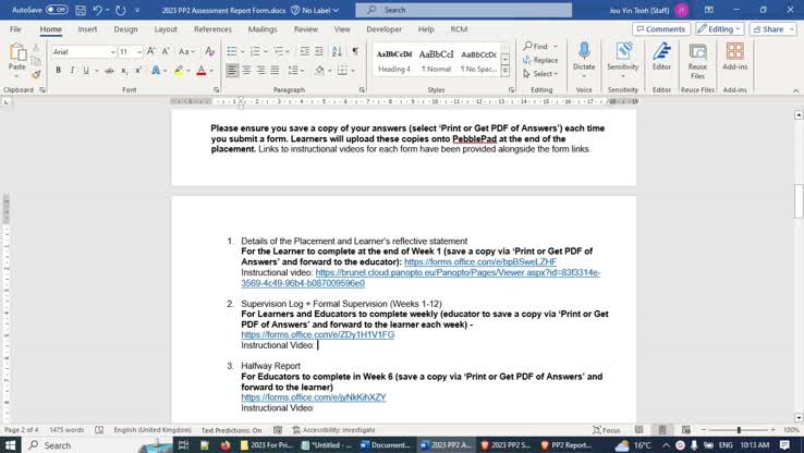 PP2 Form 3 Instructional Video