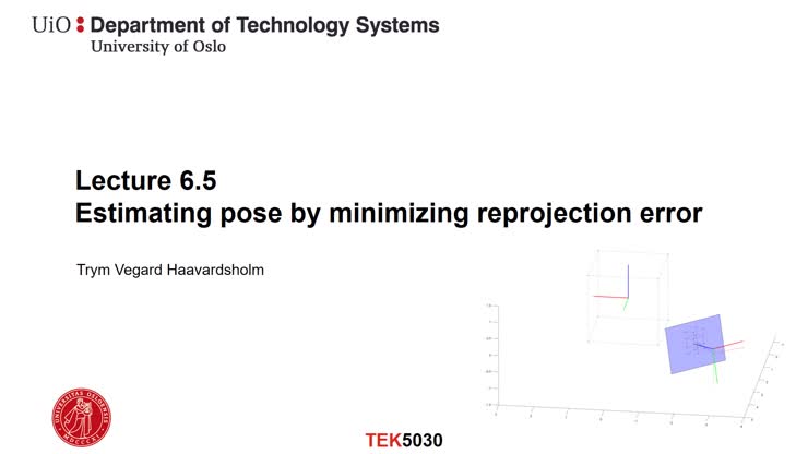 Estimating pose by minimising reprojection error