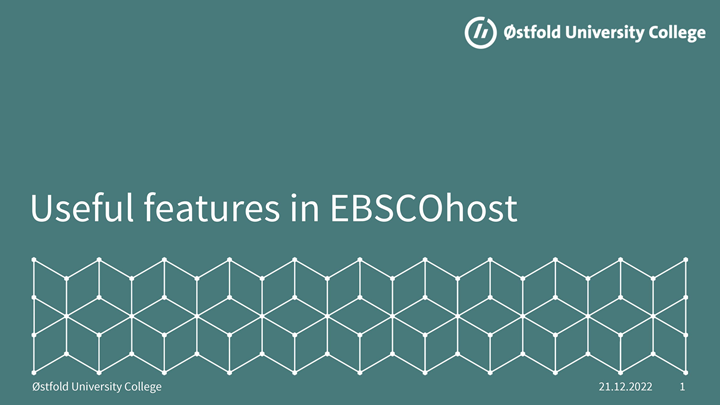 Useful features in EBSCOhost