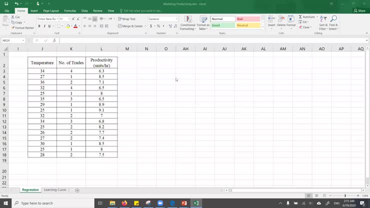 4- Linear Regression Example (Part 2 - Excel)