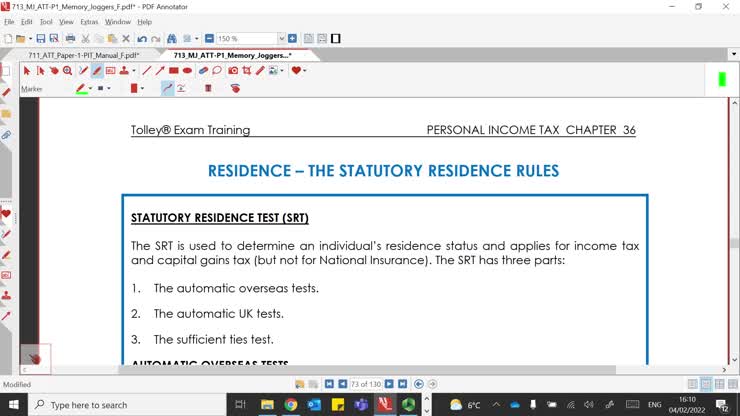 P1 CHAPTER 36 RESIDENCE – THE STATUTORY RESIDENCE RULES