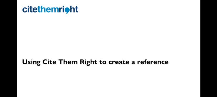 Using Cite Them Right to create a reference