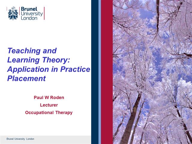 Teaching and Learning Theory: Application in Placement (Paul Roden) 19 ...