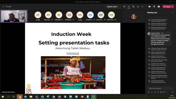 Setting presentation tasks for Friday: Atenchong Talleh Nkobou