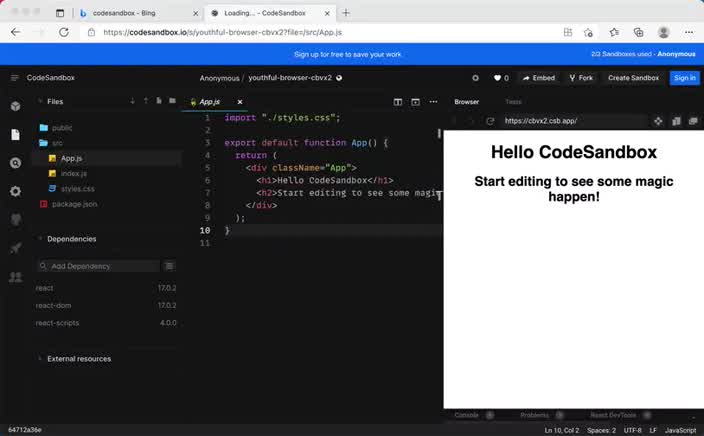 codesandbox task 2-1
