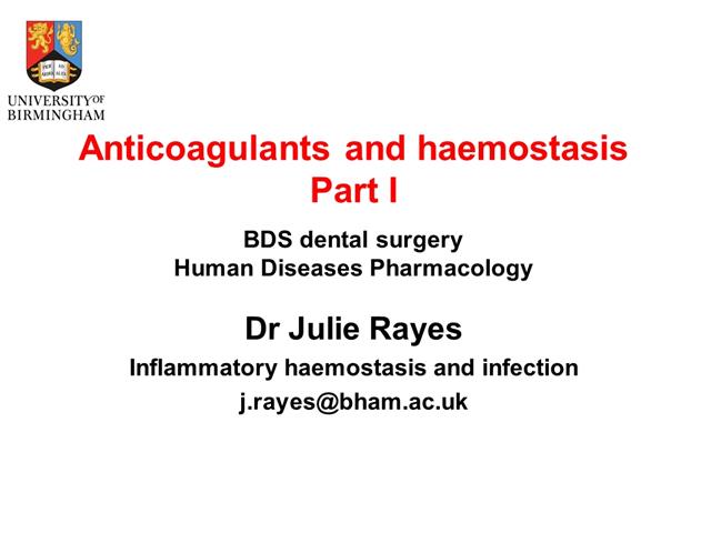 HD Pharmacology - Anticoagulants 14.1