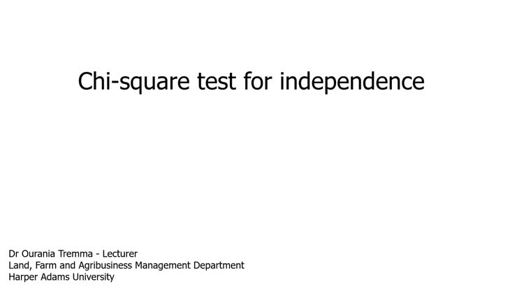 Chi - square test for independence