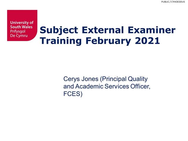 Subject External Examiner Training February 2021