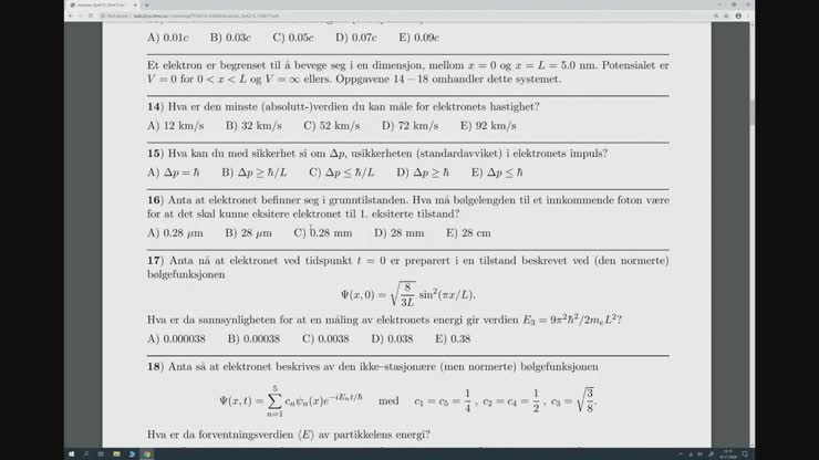 TFY4215 - Innføring i kvantefysikk mandag 16.11.2020 kl 15.15